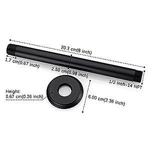 Anpean 8 Inch Shower Arm and Flange Matte Black, Ceiling Mounted Shower Arm for Rain Shower Head