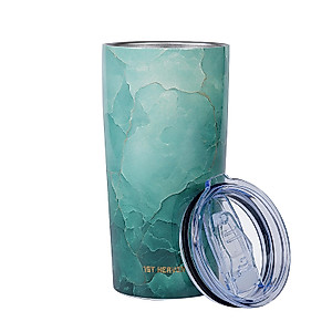 1st Heaven Coffee Tumbler, Insulated Coffee Mug with Lid, Travel Mug, 20oz Tumbler, Stainless Steel Cup for Outdoor Use (Green Stone)