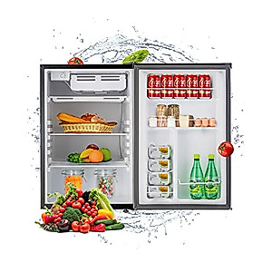 Anpuce 4.5 Cu. Ft Compact Refrigerator-Mini fridge Small Drink Food Storage Machine Upright Freezers Thermoelectric for Dorm, Garage, Camper, Basement, or Office, Single Door, stainless steel, Sliver