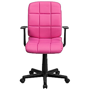Flash Furniture Clayton Mid-Back Pink Quilted Vinyl Swivel Task Office Chair with Arms