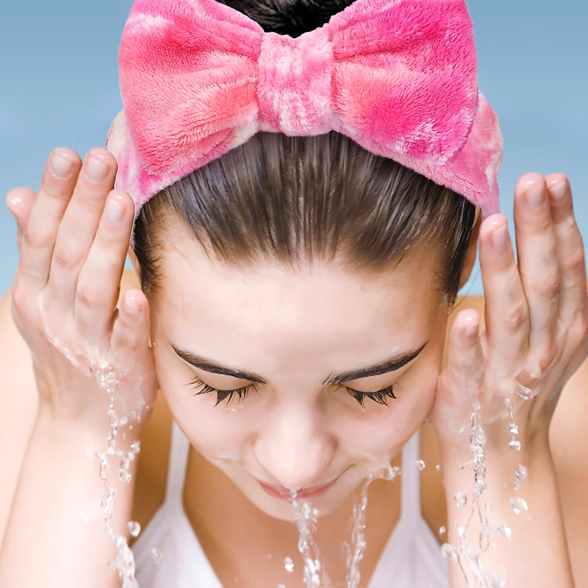 UMIKU 8 Pack Women's Soft Coral Fleece Headbands - Makeup Headwraps with Bow, Head Wraps for Facial Washing, Skincare, and Spa Gifts or Party Favors