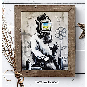 Banksy Urban Street Mural 8x10 Wall Decor Picture - Contemporary Modern Art Graffiti Decoration for Home, Apartment, Office, Bedroom, Dorm, Living Room - Gift for Women, Teens