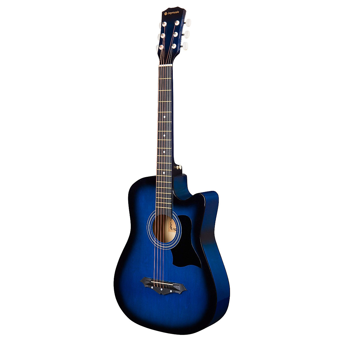 Joymusic 38 inch blueburst beginner acoustic guitar kit,bundle with a strap with picks holder,digital tuner, set strings, capo,cleaning cloth,6 picks,gig bag.(JG-38C,BLS)