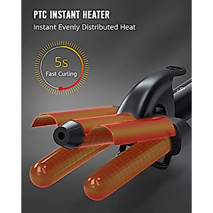 Hair Waver, 3 Barrel Curling Iron for Beachy Waves, Hair Crimper with LCD Temp Display, Ceramic Tourmaline Triple Barrels Curling Wand, Beach Waver Curling Iron with Dual Voltage, Black