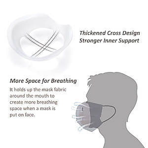 Silicone Mask Bracket Inner Support Frame for Homemade Cloth Mask Cool Mask Hack More Space for Comfortable Breathing Washable Reusable, 3pcs Clear