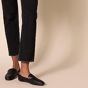 Amazon Essentials Women's Square Toe Soft Slip on Loafer, Black Faux Leather, 12