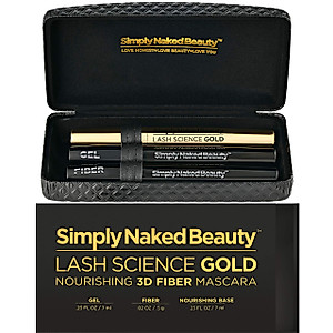 3D Black Mascara for Volume & Length - Eyelash Growth Nourishing Base, Black Mascara Gel & Dry Fibers to create 3D Lengthening Effect. Non-Toxic & Cruelty Free by Simply Naked Beauty