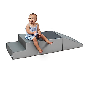 Factory Direct Partners 11618-GYLG SoftScape Toddler Playtime Climber, Indoor Active Play Structure (3-Piece Set) - Gray/Light Gray