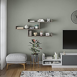 Ada Home Decor Wilton Modern Dark Brown Wall Shelf 26'' H x 47'' W x 9'' D/Wall Storage/Shelving Unit