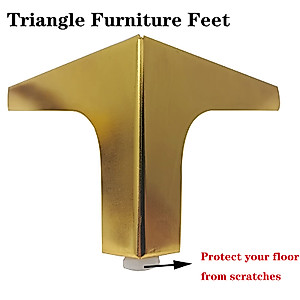 M MIMHOOY 4 Inch Furniture Legs, Set of 4 Metal Furniture Legs Modern Triangle Feet Luxury Gold for Sofa Cabinet Cupboard Couch Chair Ottoman