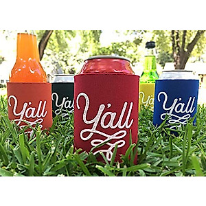 Y'all Texas Party Beverage Insulator in Five Colors Can Sleeve Insulator Texas Gift