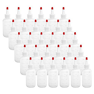 Hedume 30 Pack 4-Ounce Plastic Squeeze Bottles with Red Tip Cap and Measurement - BPA-Free, Latex-Free, Food-Grade - Good for Crafts, Art, Glue, Sauces, Ketchup, BBQ