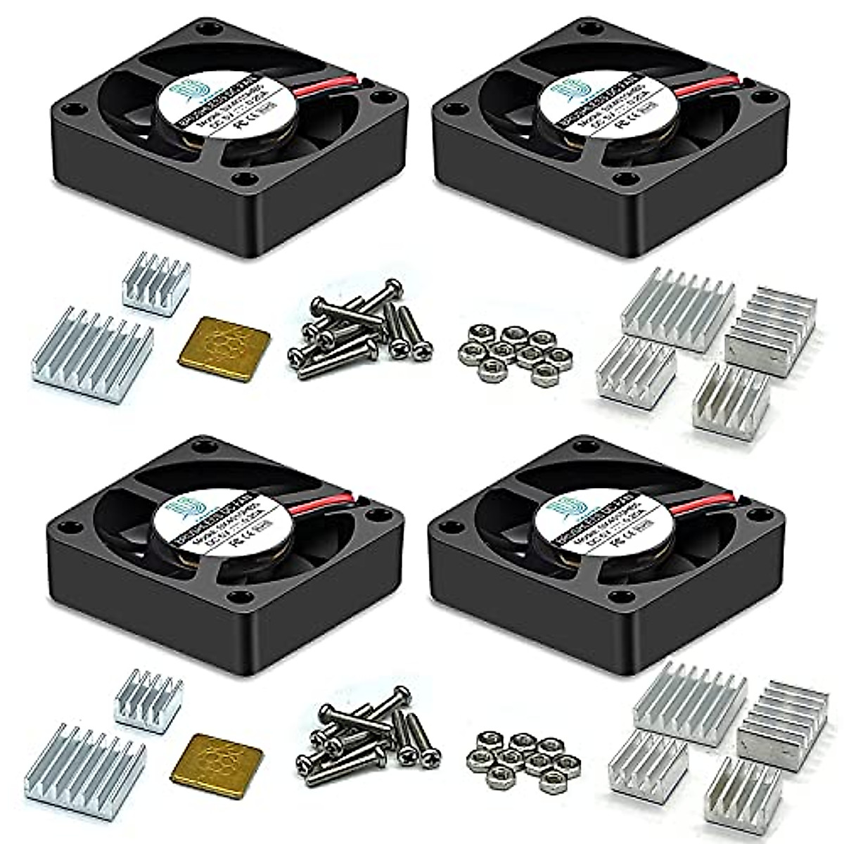 Raspberry Pi 4 Fan, iUniker Raspberry Pi Fan 30x30x7mm Brushless CPU Cooling Fan with Raspberry Pi Heatsink Sets for Raspberry Pi 4 Model B, 3 B+, Pi 3B, Pi 2 (4-Pack with Heatsinks)