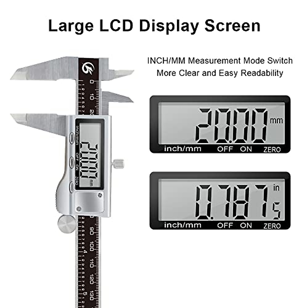 KETOTEK Digital Caliper 6 Inch Measuring Tool, Stainless Steel Electronic Vernier Calipers, Digital Micrometer with Large LCD Screen, inch/Metric Conversion