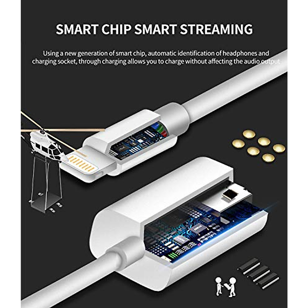 Headphone Adapter Lightning to Audio Jack and Charger Extender Earphone Charging Splitter Compatible with iPhone 11 12Mini pro max xs xr x se2 7 8plus for ipad air Cable Converter Apple MFI Certified