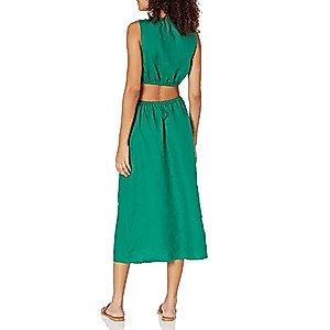 The Drop Women's Sade Linen Cut Out Midi, Ultramarine Green, S