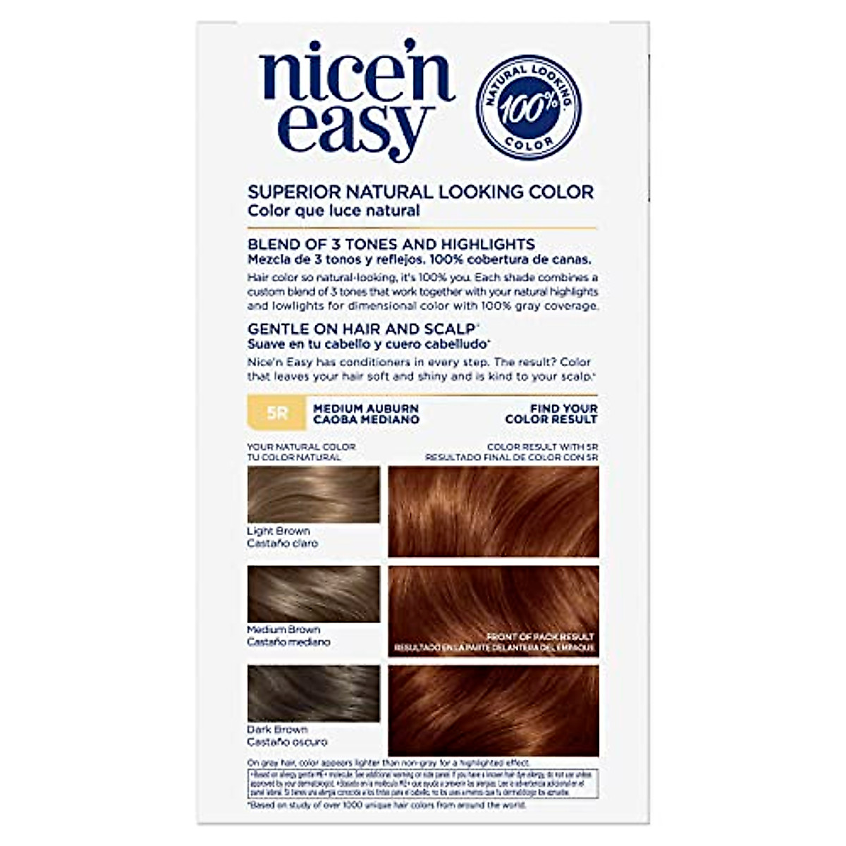 Clairol Nice'n Easy Permanent Hair Dye, 5R Medium Auburn Hair Color, Pack of 1