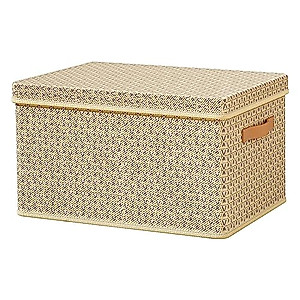 Ochine 1 Pack Clothes Storage, Large Toy Box Chest Storage, Collapsible Storage Containers with Lids, Foldable Blanket Storage Bags, Linen Fabric Foldable Storage Bins Boxes Cube Organizer Baskets