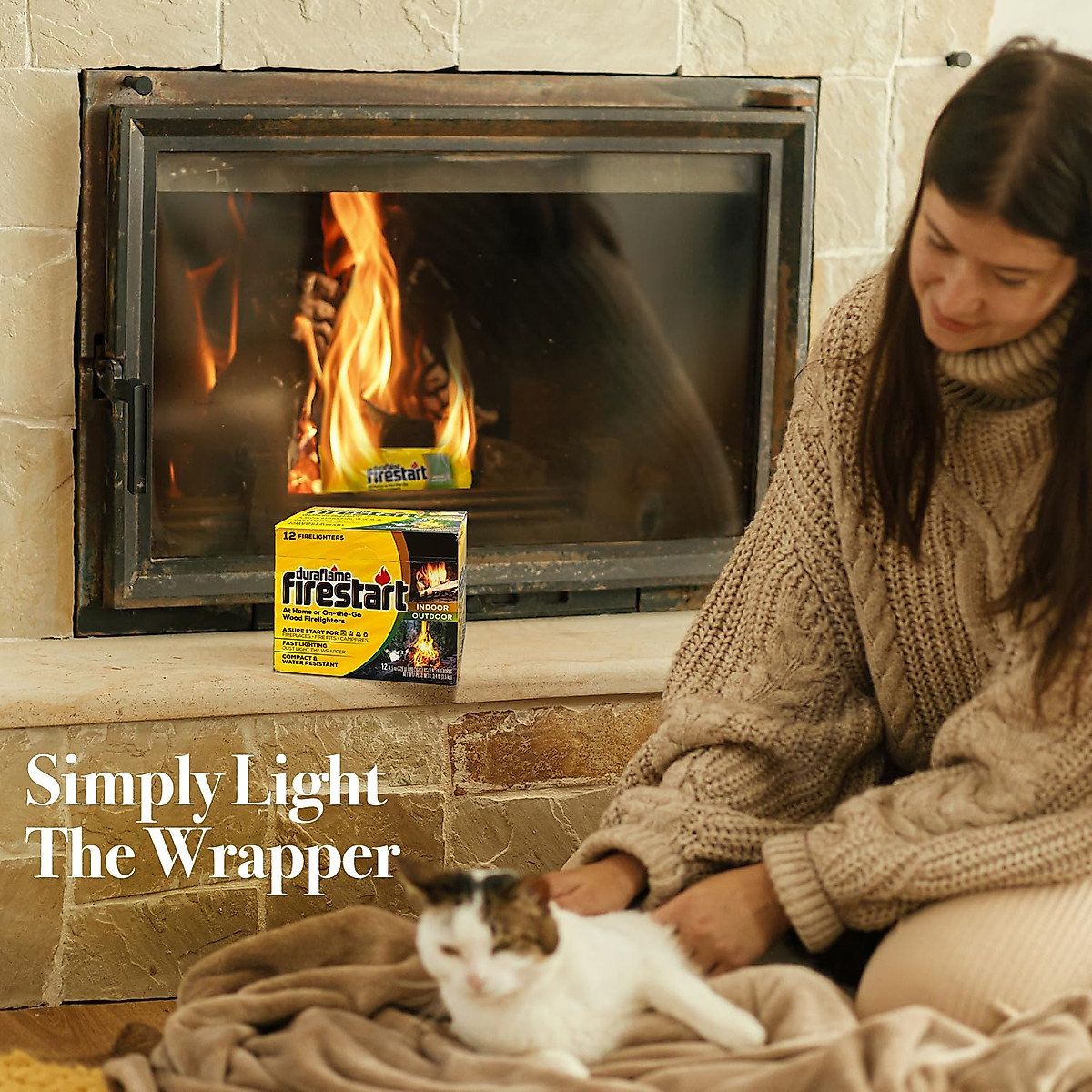 Fire Starter for Indoor and Outdoor Use - Quick Ignition Fire Logs for BBQ, Fireplace, Fire Pit and Campfires (12 Pack)