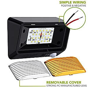 Leisure LED RV Exterior Motion Sensor Porch Utility Light 12v 300 LM Lighting Fixture. Replacement Lighting for RVs, Trailers Campers 5th Wheels White Base (Black)