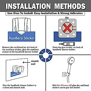 Shower Head Holder Adjustable Handheld Shower Head Bracket Adhesive Shower Wall Mount Holder Brass Shower Wand Holder Oil-Rubbed Bronze, Drill Free Glue Installation