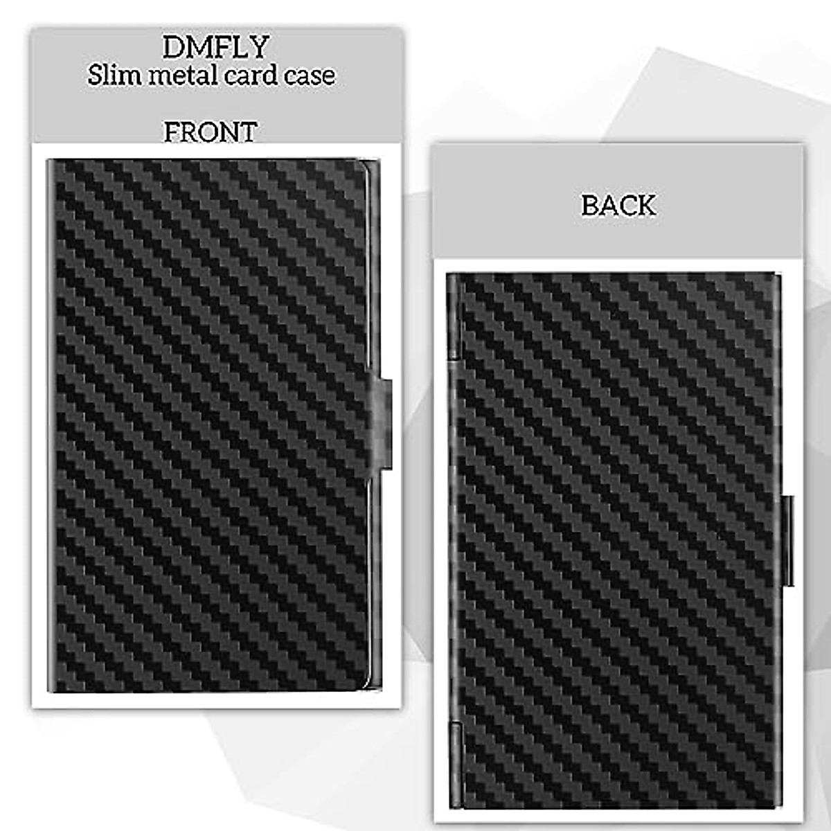 DMFLY Slim Minimalist Business Card Holder for Men & Women, Premium Metal Business Card Case, Pocket Name Card Holder, Buckle Style Shut, Classy Black