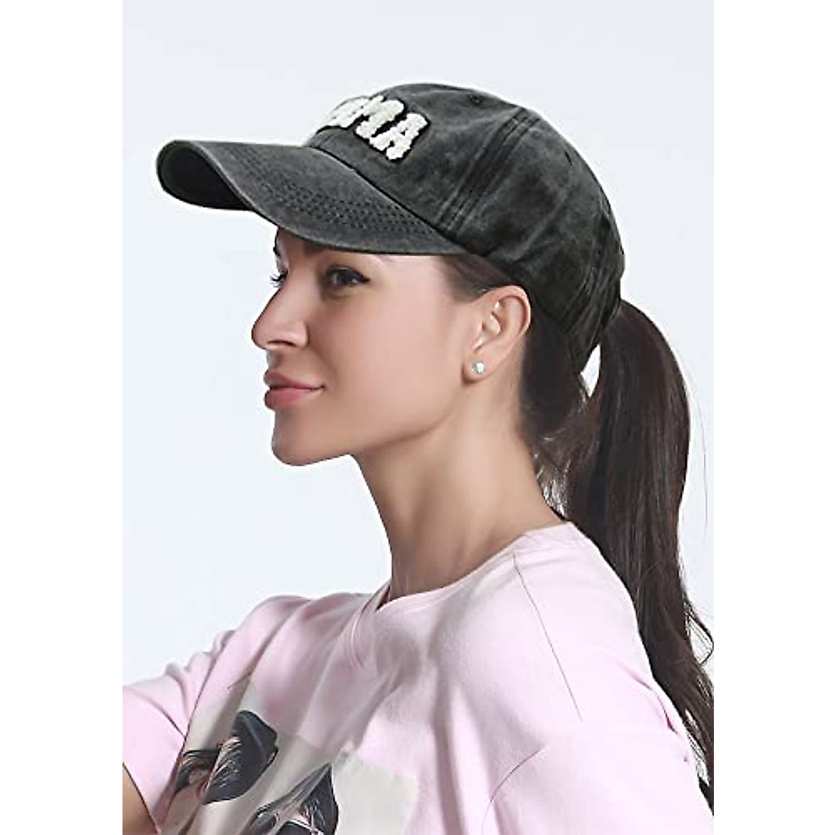 Chenille-Patch Mama-Baseball-Cap Cotton Baseball-Hat-for-Women-Girl Fall-Winter-Summer Outdoor Caps Black