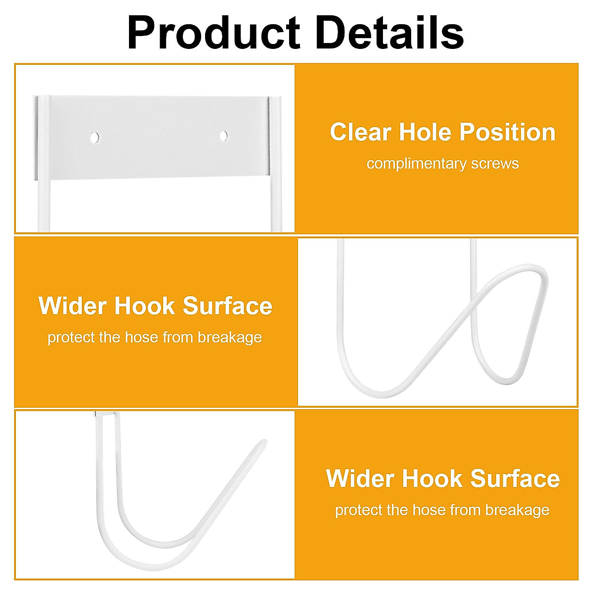 Flymer Hose Holder Water Hose Holders for Outside, Stainless Steel Garden Hose Hanger Wall Mount for Garden Hose - White, Set of 1