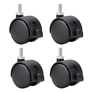 Skelang 4 Pcs 1.5" Nylon Plastic Swivel Stem Casters Wheel with Brakes, Stem Diameter 5/16” for Office Chair, Game Chair, Kitchen Shelf, Sofa