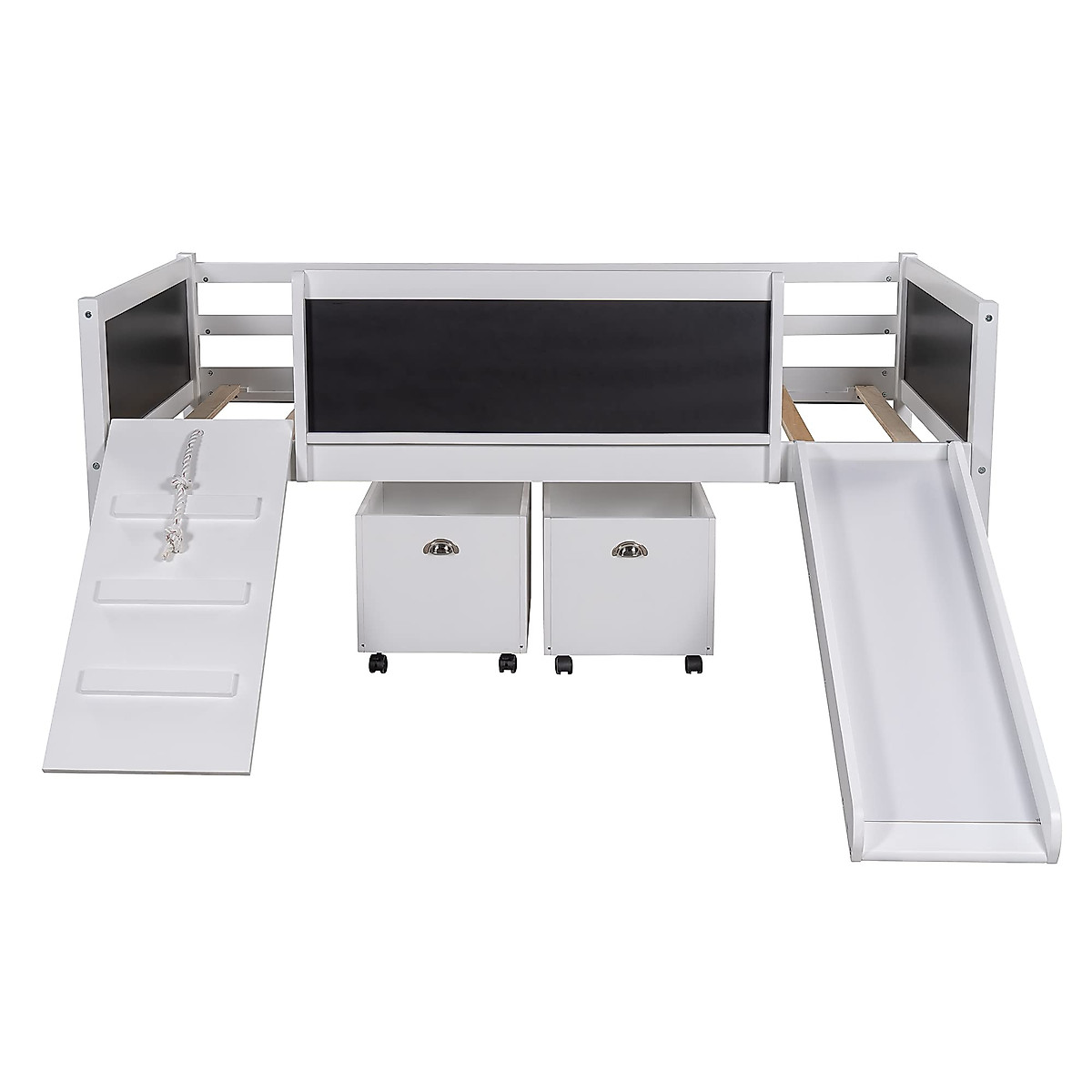 GLCHQ Multifunctional Design Kids Loft Bed with Slide for Boys & Girls Bedroom (White, Twin)