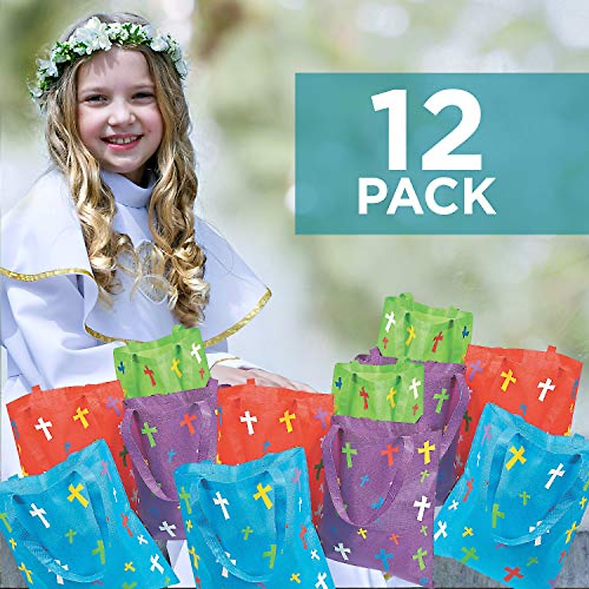 Fun Express - Religious Totes With Crosses - Apparel Accessories - Totes - Novelty Totes - 12 Pieces