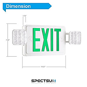 SPECTSUN Exit Sign with Emergency Light, Green Emergency Exit Lights with Battery Backup - 1 Pack, Exit Emergency Light Combo/Exit Sign with Emergency Light/Emergency Exit Light/Emergency Led Light