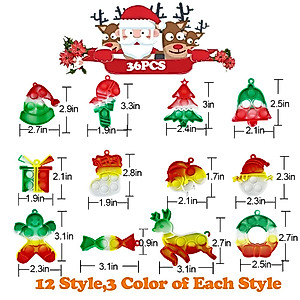 36Pcs Christmas Mini Pop Keychain Fidget Toys Pack,Pop Push it Fidget Sensory Toys,Christmas Party Favors Supplies, for Kids Adults Stress Relief,Christmas Goodie Bag Stuffers.