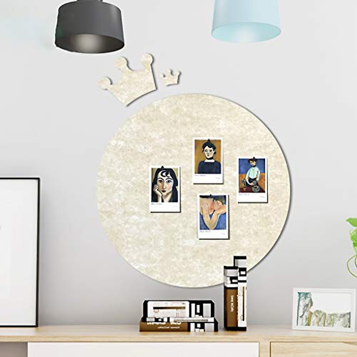 Round Felt Board, self-Adhesive Bulletin Board for Home Office Kitchen, Kindergarten Color Background Wall Sticker