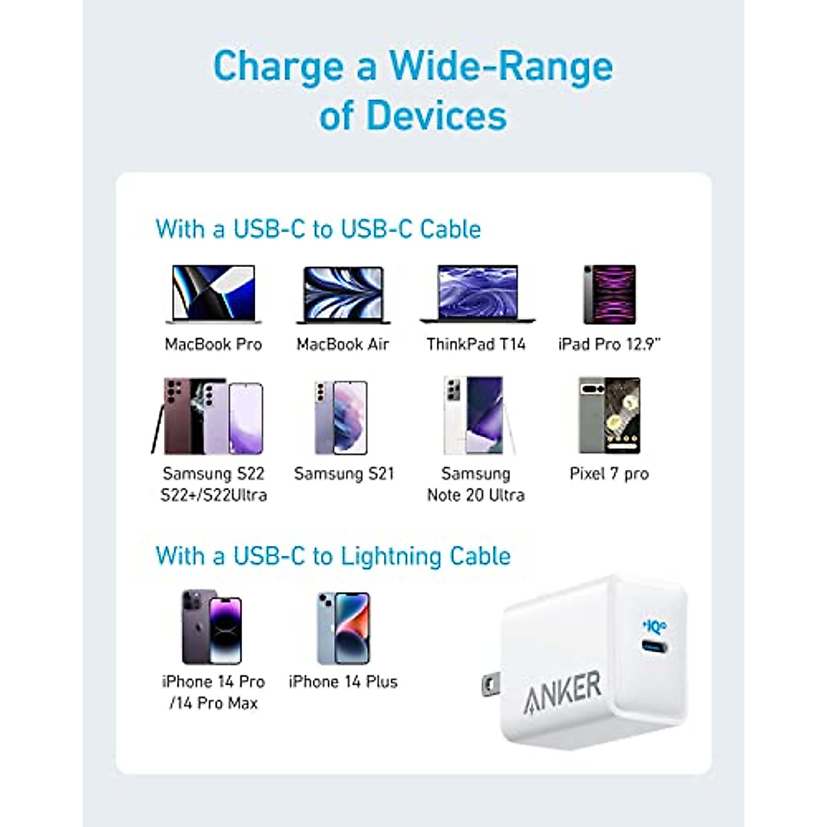 USB C Charger, Anker 65W PIQ 3.0 PPS Compact Fast Charger Adapter, PowerPort III Pod Lite, for MacBook Pro/Air, Galaxy S20/S10, Dell XPS 13,Note 10+/10, iPhone 11/Pro, iPad Pro, Pixel, and More