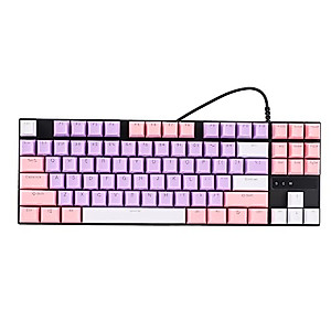 Dilwe Mechanical Gaming Keyboard,RGB 26 Backlit USB Wired Keyboard,Waterproof PC Keyboard,Portable 87 Key Ergonomic Mechanical Gaming Keyboard,Wired Computer Keyboard for Windows (Pink