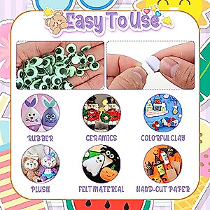 300 Pcs Wiggle Googly Eyes Glow in The Dark Sticky Googly Eyes Self Adhesive Googly Wiggle Eyes Suitable for DIY Crafts, Halloween Activities (8mm)