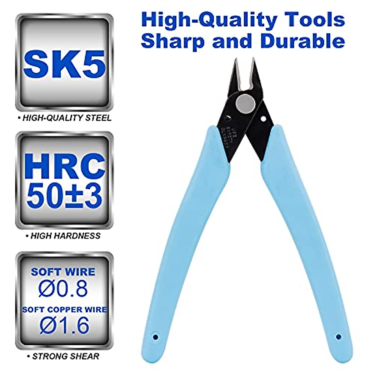 SIXWOOD Micro Flush Cutter Sprue Cutting Pliers, Stainless Steel with Spring Silicone Handle, Electronics Repair, Jewelry Crafting, Model building DIY Cutting Pliers