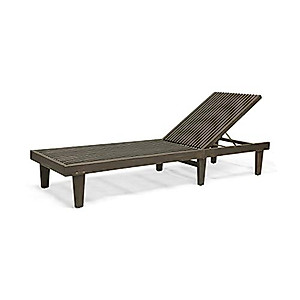 Addisyn Outdoor Wooden Chaise Lounge, Gray Finish