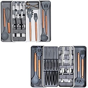 Kitchen Drawer Organizer, Silverware Flatware Organizer, Large Expandable Cutlery Organizer & Knife Drawer Organizer, Kitchen Utensil Drawer Organizer
