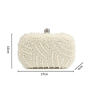 YLLWH Pearl Clutch Bags Women Purse Ladies White Hand Bags Evening Bags for Party Wedding Shoulder Bag