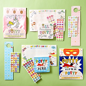 C.R. Gibson BTDK-24937 Super Princess Stickers and Hanging Door Knob Reward Chart Potty Training Tool for Girls, 3.5" W x 15.4" H, Multicolor, 36 Stickers