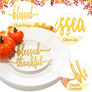 20 Pieces Thanksgiving Plate Place Cutouts Thankful Gather Grateful Blessed Family Place Setting Letter Place Card Cutouts Table Plate Paper Settings for Thanksgiving Wedding Valentine Engagement