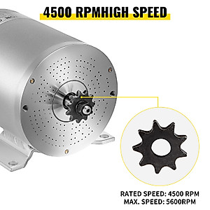 VEVOR Electric Brushless DC Motor,72V 3000W Brushless Electric Motor,4900RPM Brushless Motor Kit,w/Controller and Throttle Grip for Electric Scooter E Bike Engine Motorcycle DIY Part Conversion Kit