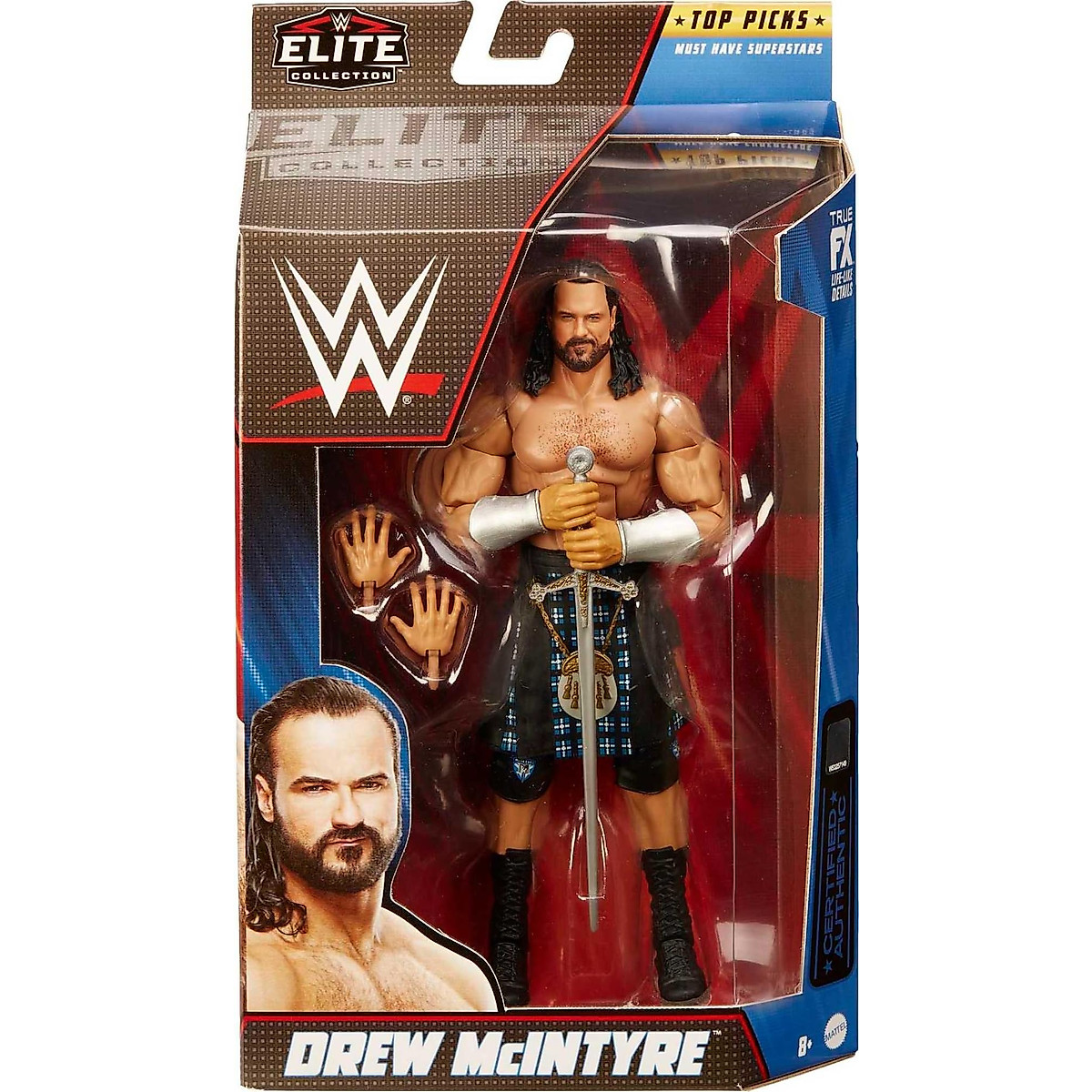 Mattel WWE Drew McIntyre Top Picks Elite Collection Action Figure with Accessories, 6-inch Posable Collectible Gift for WWE Fans Ages 8 Years Old & Up