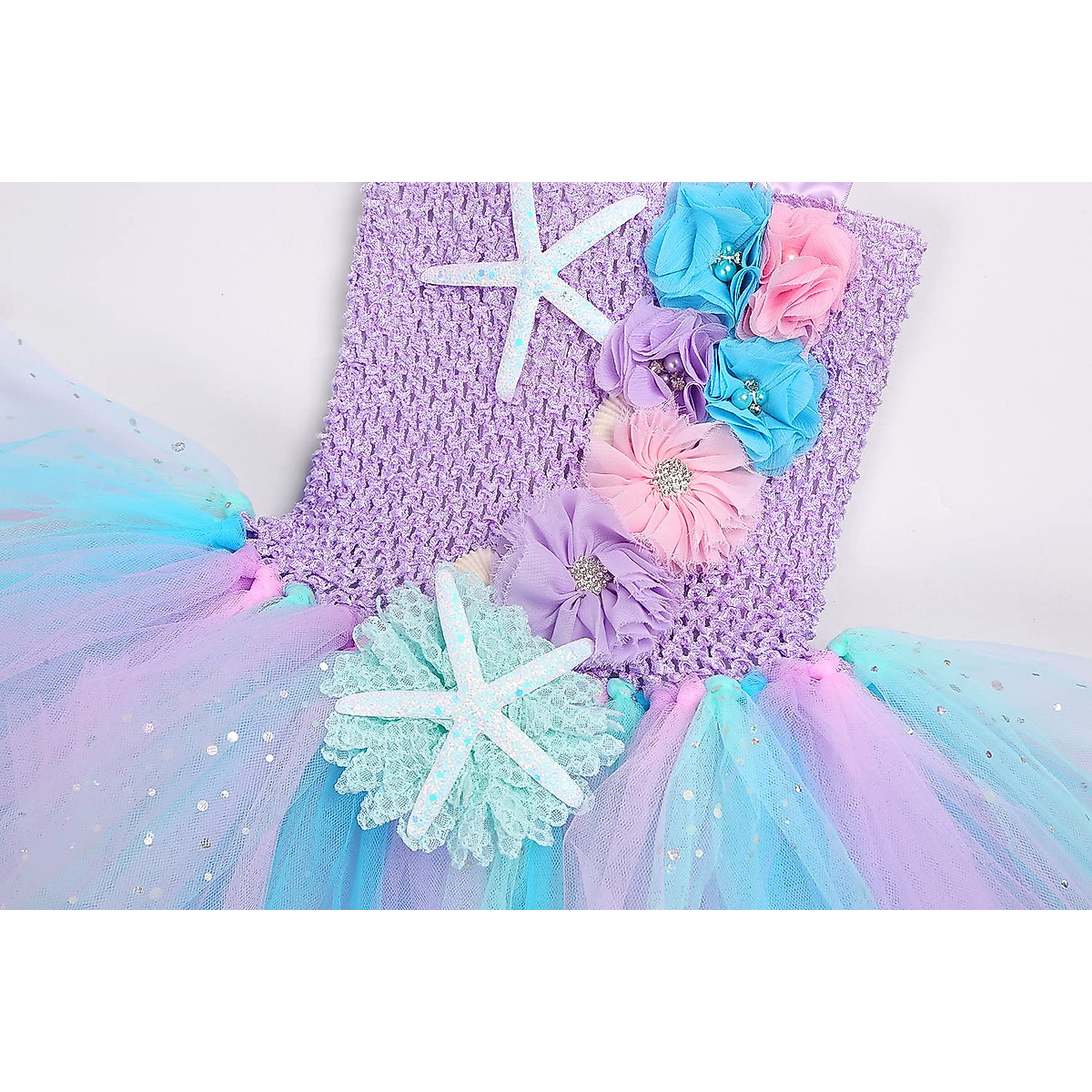 Koatobbor Girls Mermaid Costume Mermaid Tutu Dress Color Led Light Up for Halloween Birthday Party 3-8Years