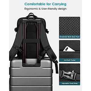 HOMIEE Carry on Bag Large Travel Backpack Flight Approved, Waterproof Rucksack Anti Theft Laptop Backpack for Men Women, 24-40L Expandable Weekender Overnight Duffel Bag Hand Luggage Suitcase