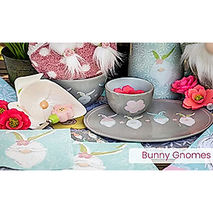 Boston International Easter Platter Table Décor Ceramic Oval Serving Plate, 10 x 5-Inches, Bunny Gnomes