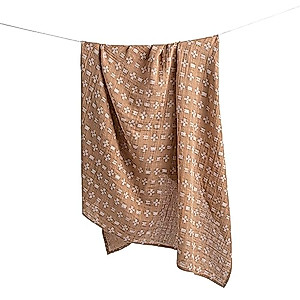 Crane Baby Soft Muslin Swaddle Blanket, Soft Swaddle Wrap for Boys and Girls, Copper Dash, 47" x 47"