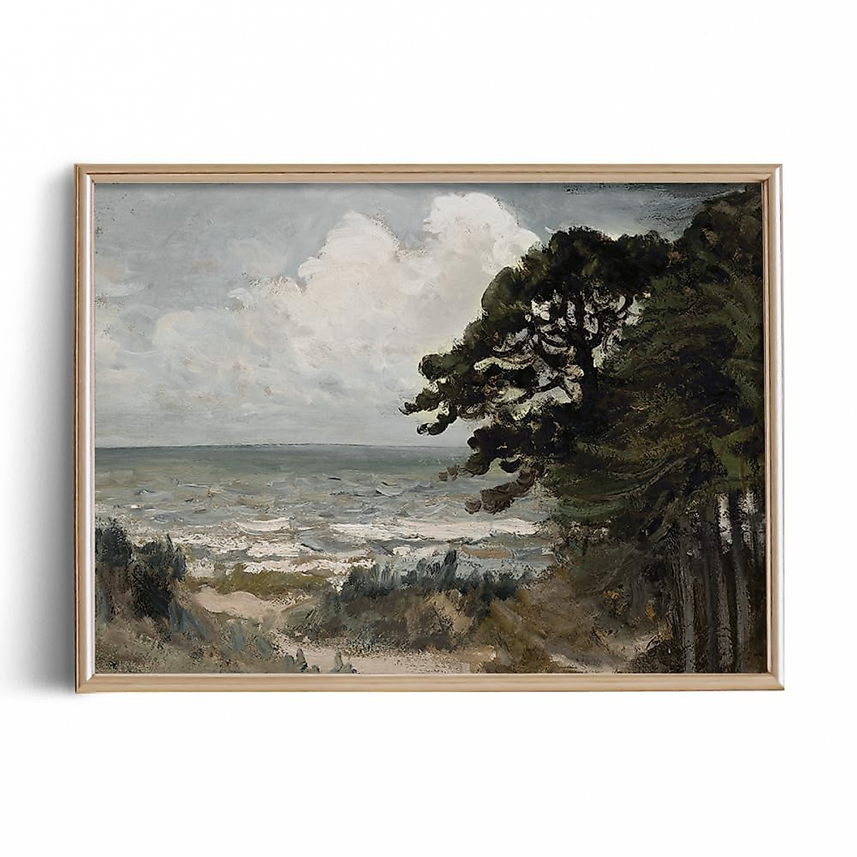 Farmhouse Still Life Picture Living Room - Abstract Coastal Seascape Beach Oil Painting - 11 x 14 Art Print- Rustic Vintage Decor for Bedroom - Art Deco Wall Art for Kitchen - Antique French Poster